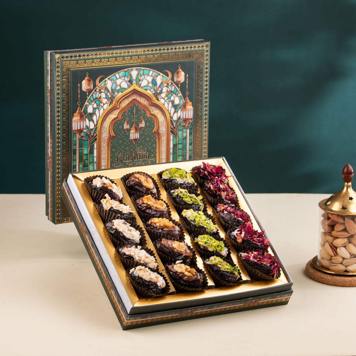 Assorted Stuffed Dates Box - 500gm - The Baklava Box – The Gourmet Box